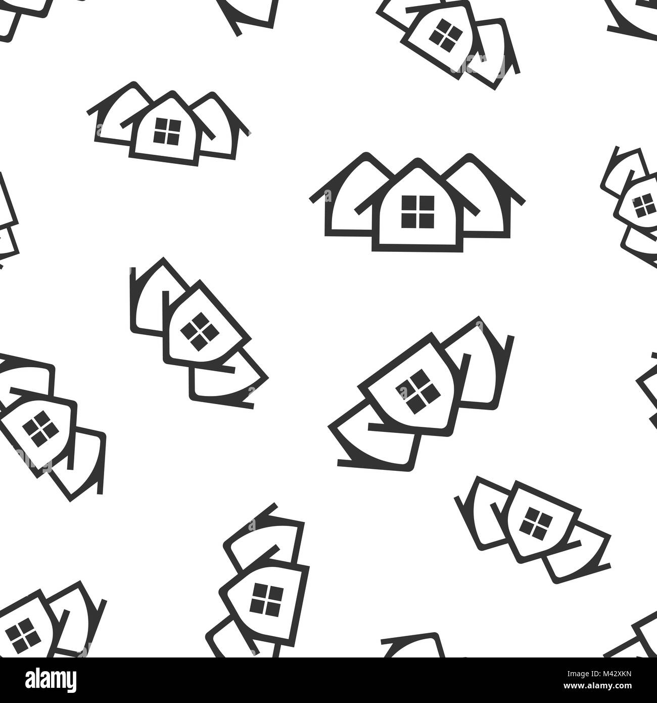 House seamless pattern background icon. Flat vector illustration. Home ...
