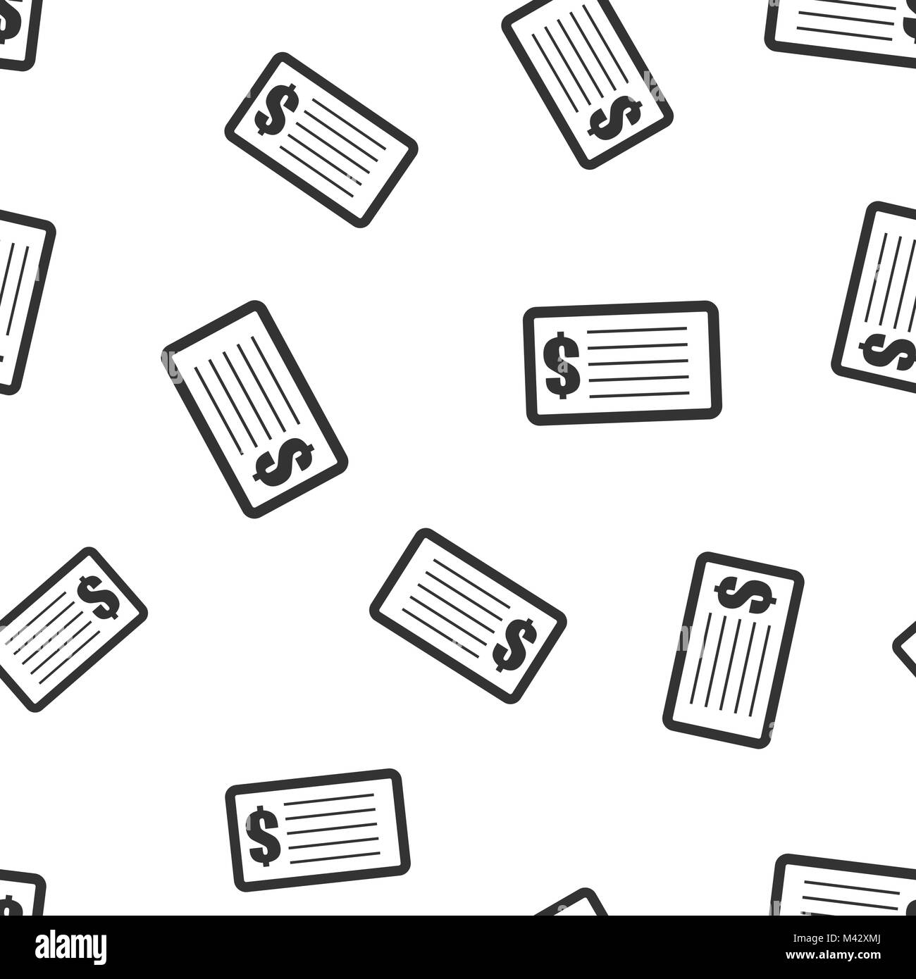 Check money seamless pattern background icon. Flat vector illustration ...