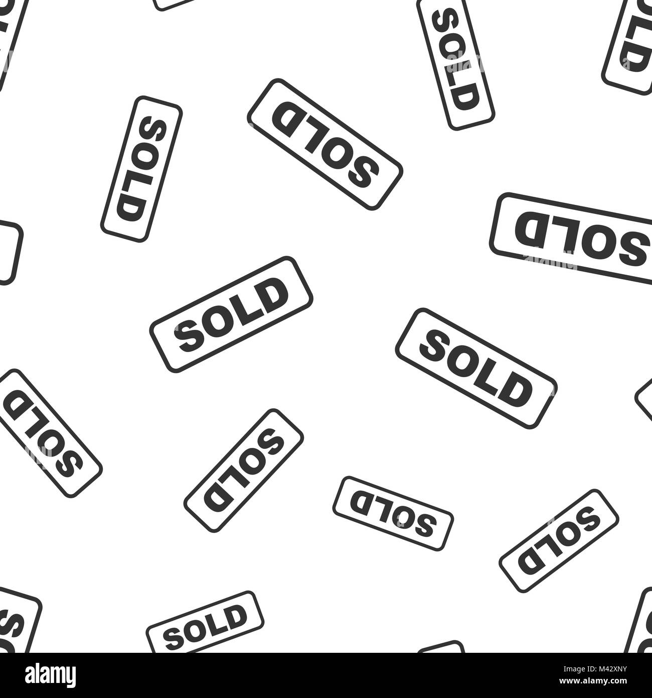 Sold stamp seamless pattern. Business concept sold pictogram. Vector ...