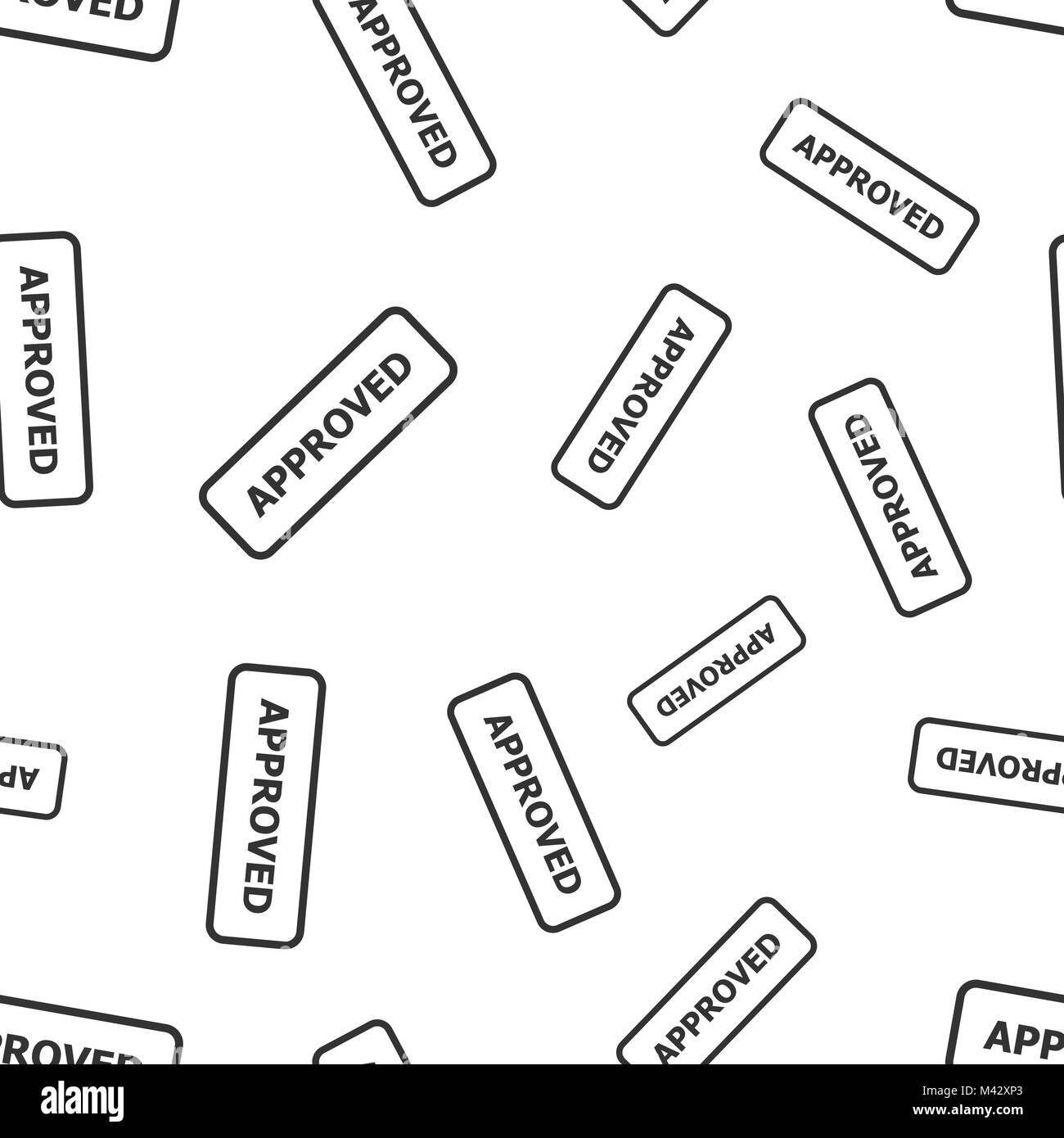 Approved stamp seamless pattern. Business concept approved pictogram ...