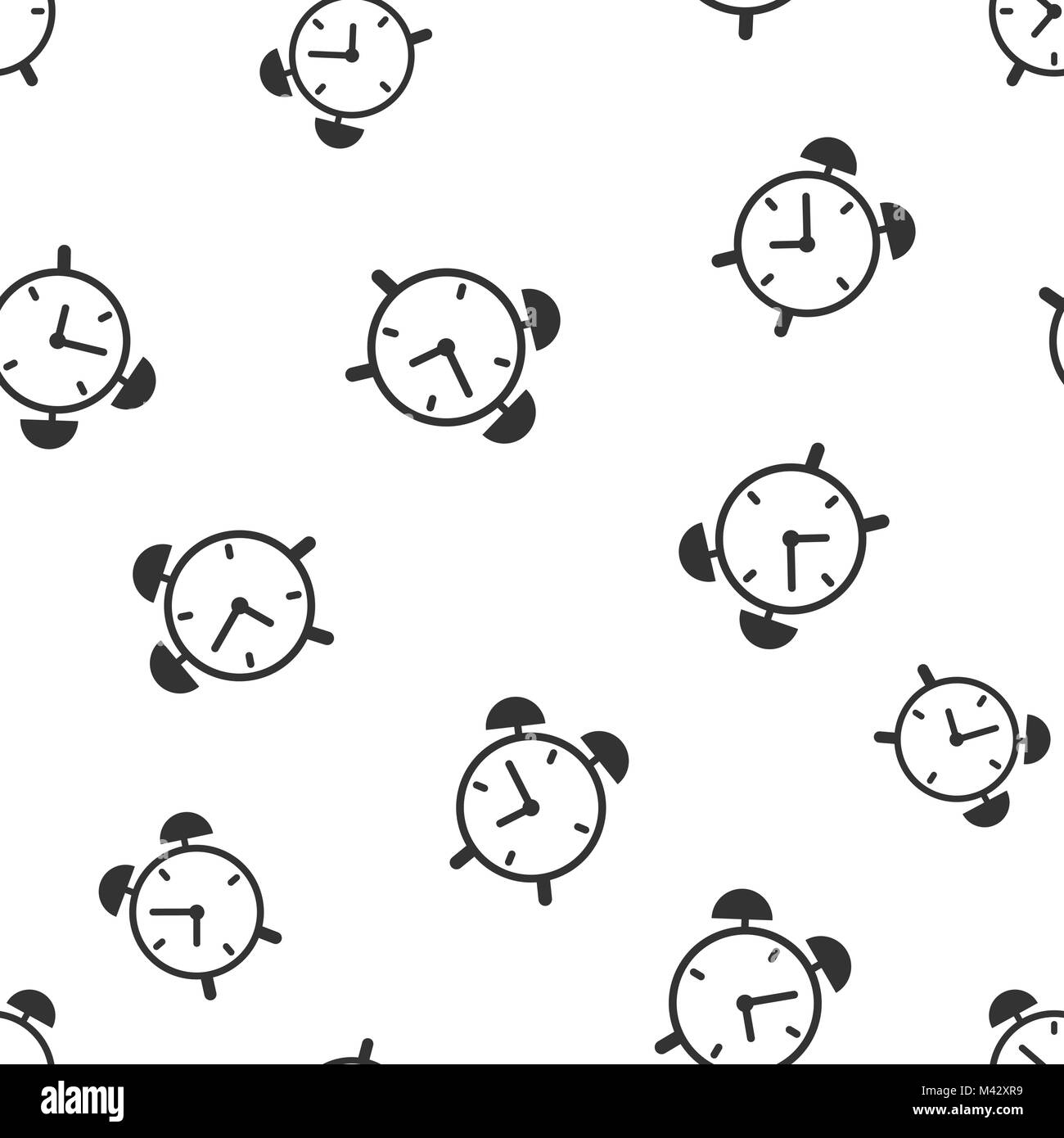 Alarm clock seamless pattern background icon. Business flat vector ...