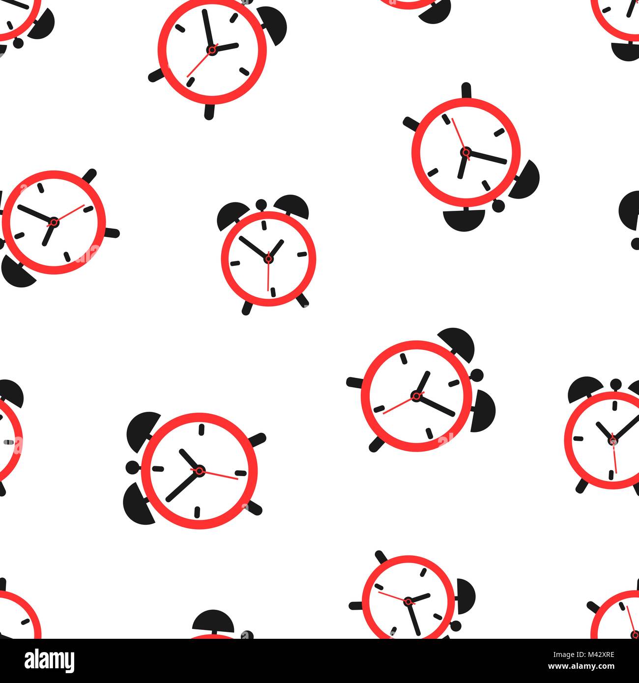 Alarm clock seamless pattern background icon. Business flat vector ...