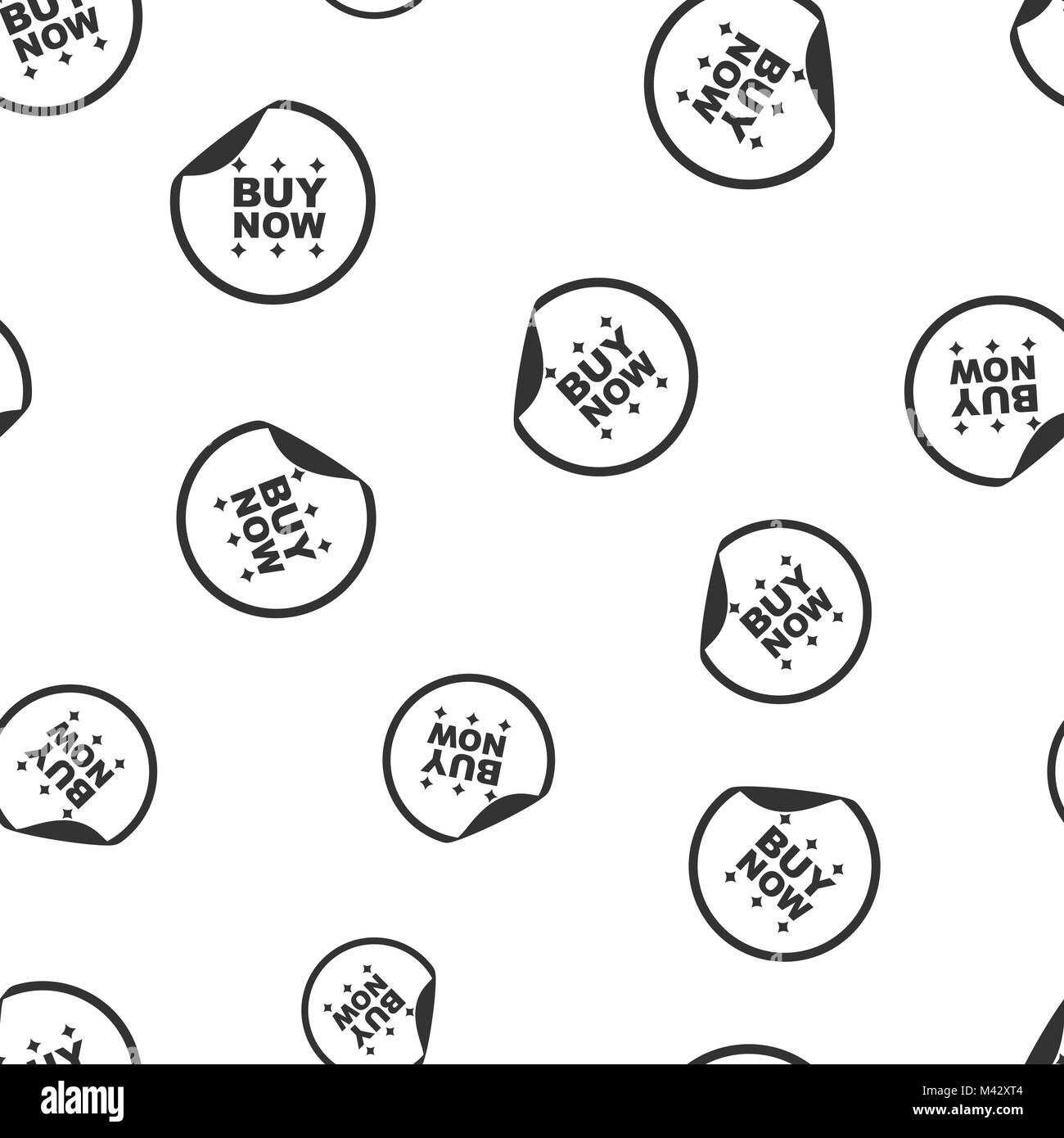 Buy now sticker seamless pattern background icon. Business flat vector ...