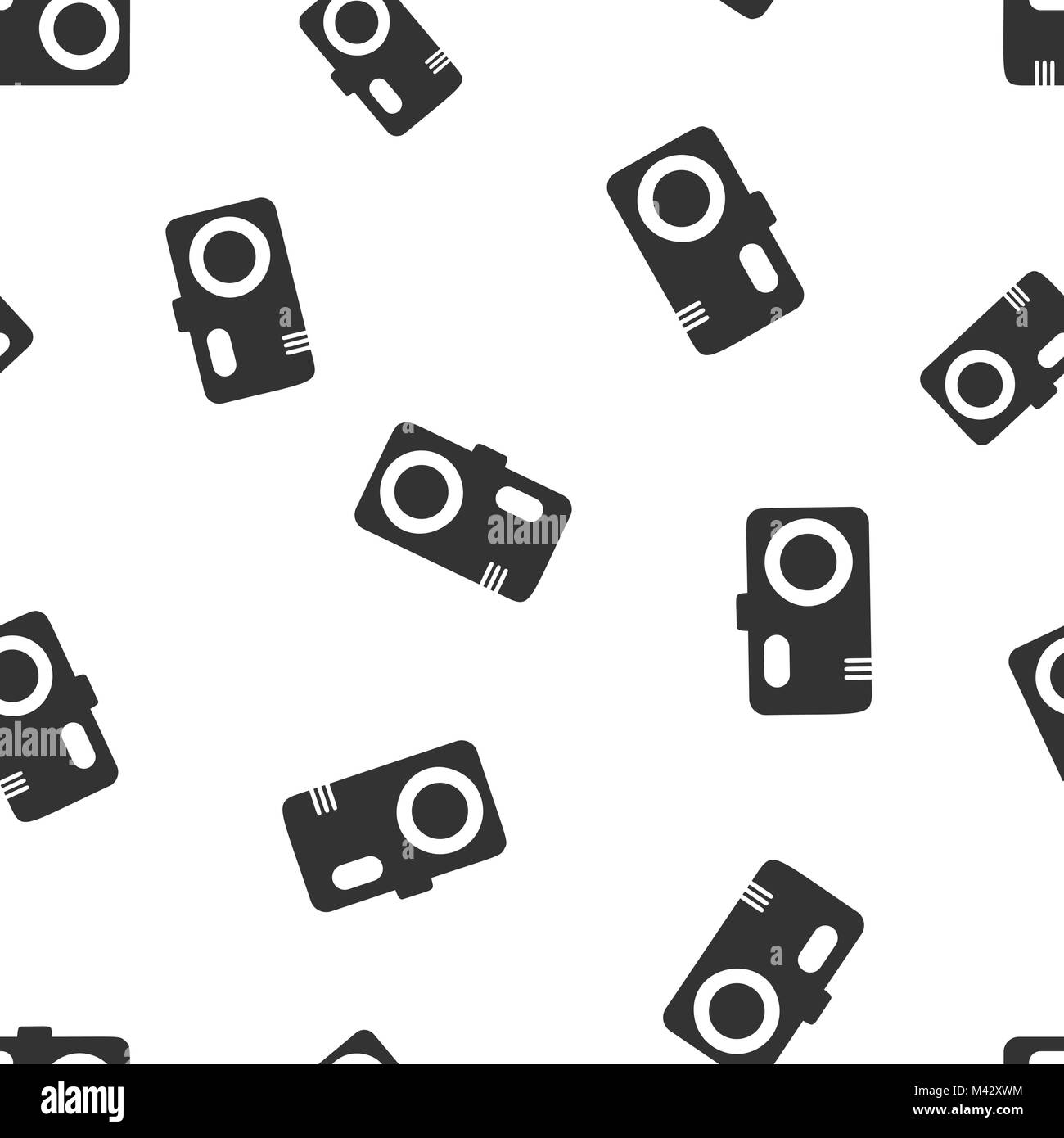 Camera icon seamless pattern background. Business flat vector illustration. Photography sign ...