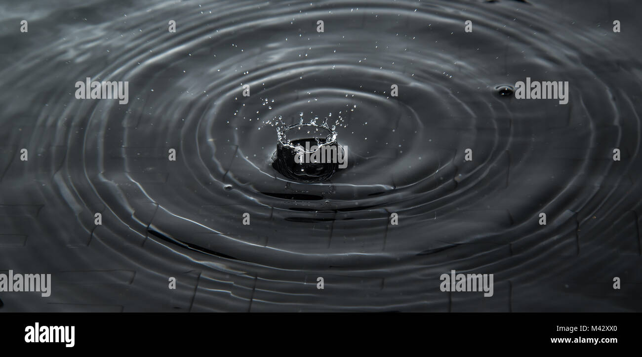 Water drop falling into water making a concentric circles Stock Photo ...