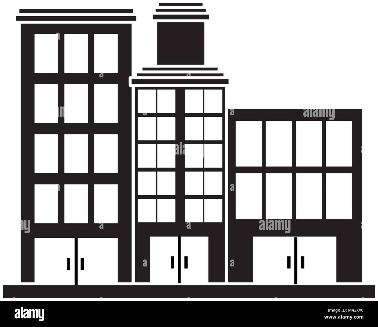 big buildings facade front vector illustration design Stock Vector ...