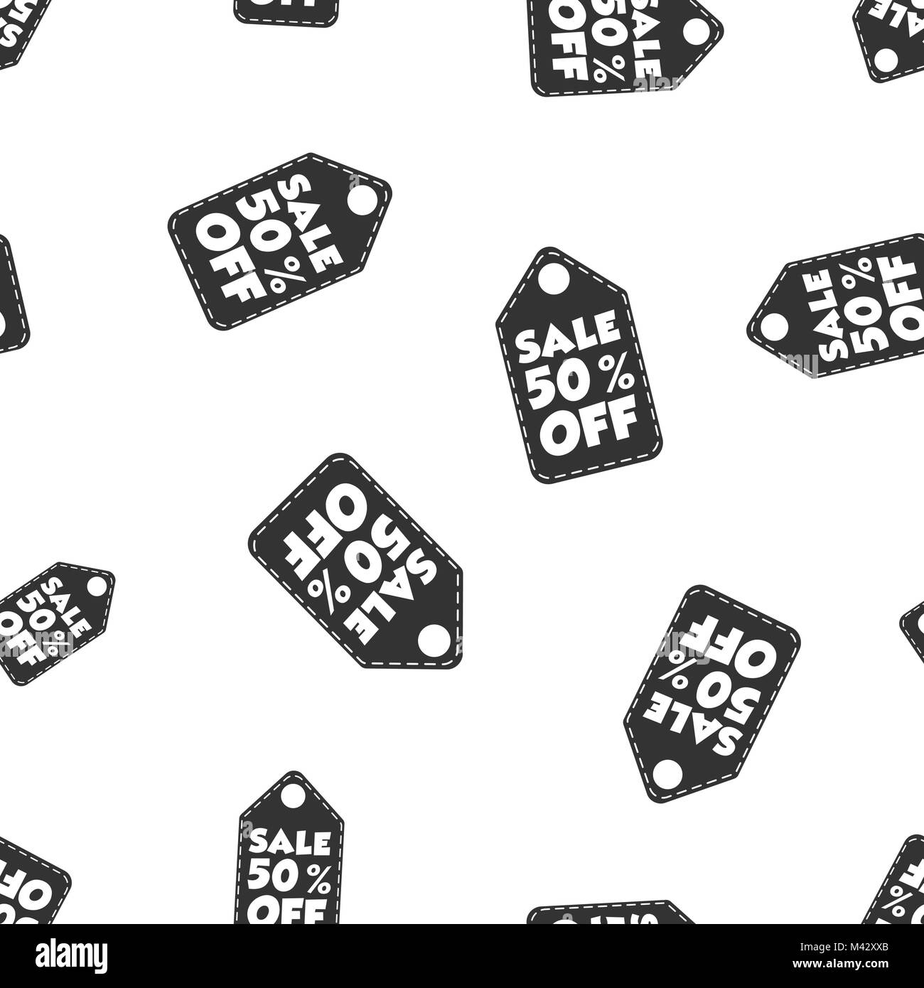 Sale 50% off hang tag seamless pattern background. Business flat vector ...