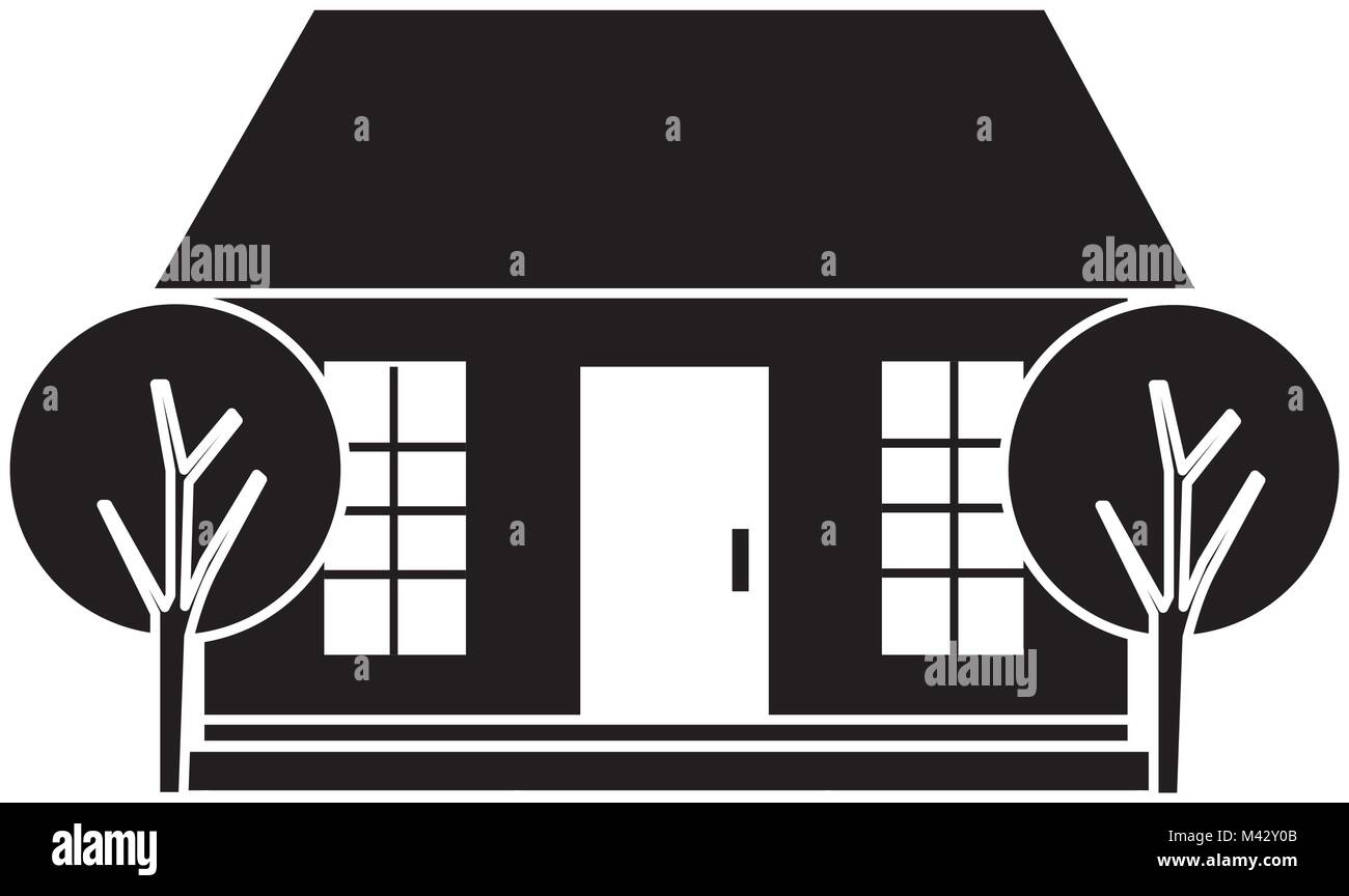 house front facade with trees vector illustration design Stock Vector ...