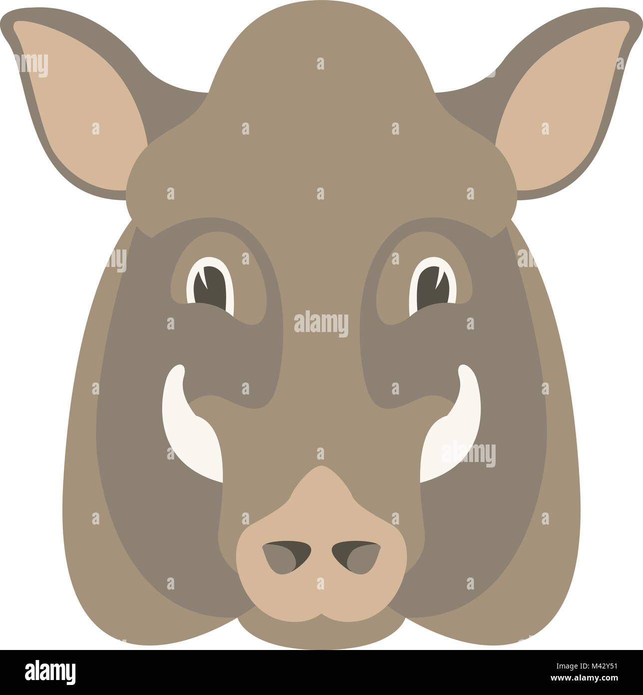 boar wild head face vector illustration flat style front side Stock ...
