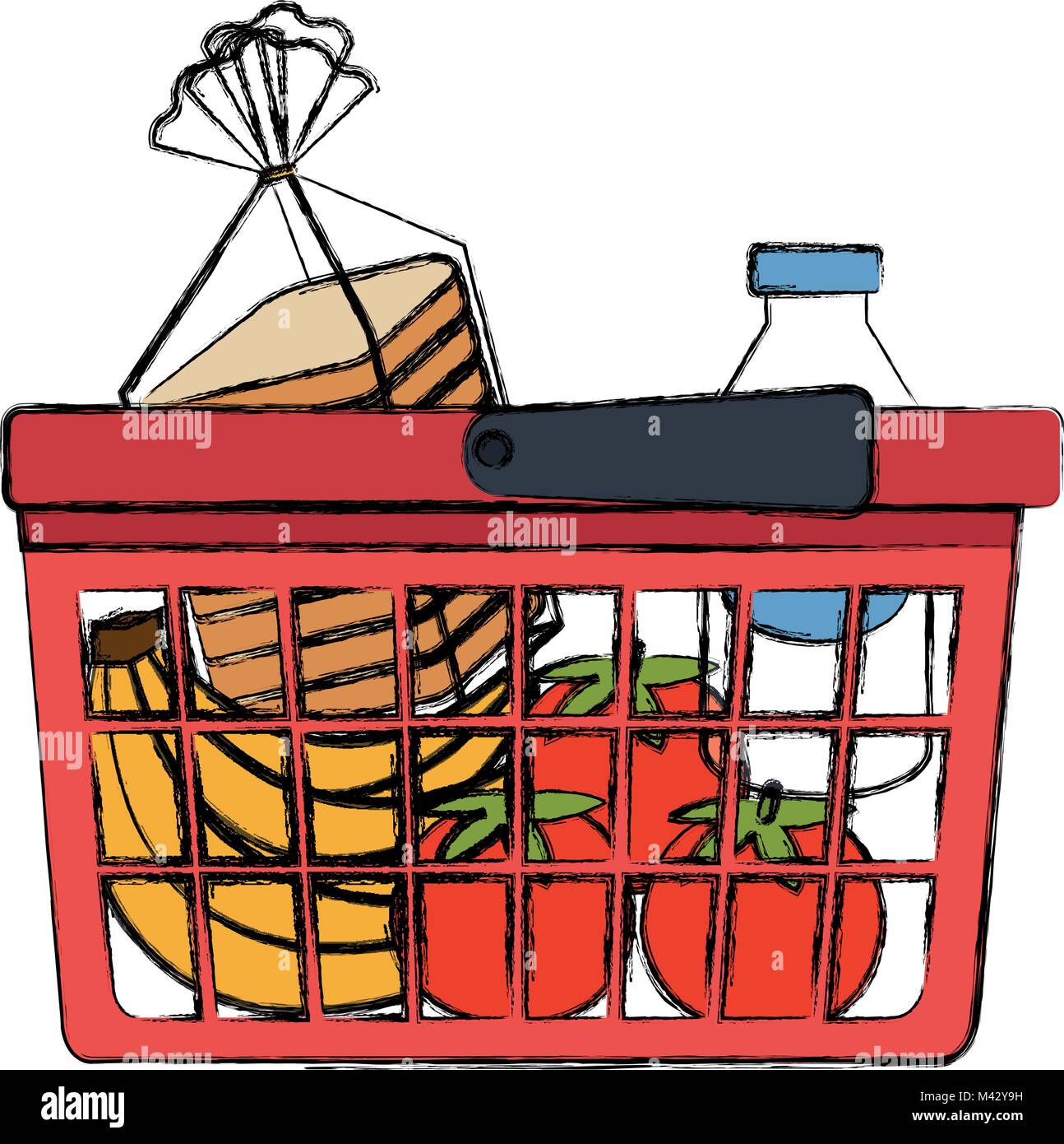 shopping basket with products Stock Vector Image & Art - Alamy