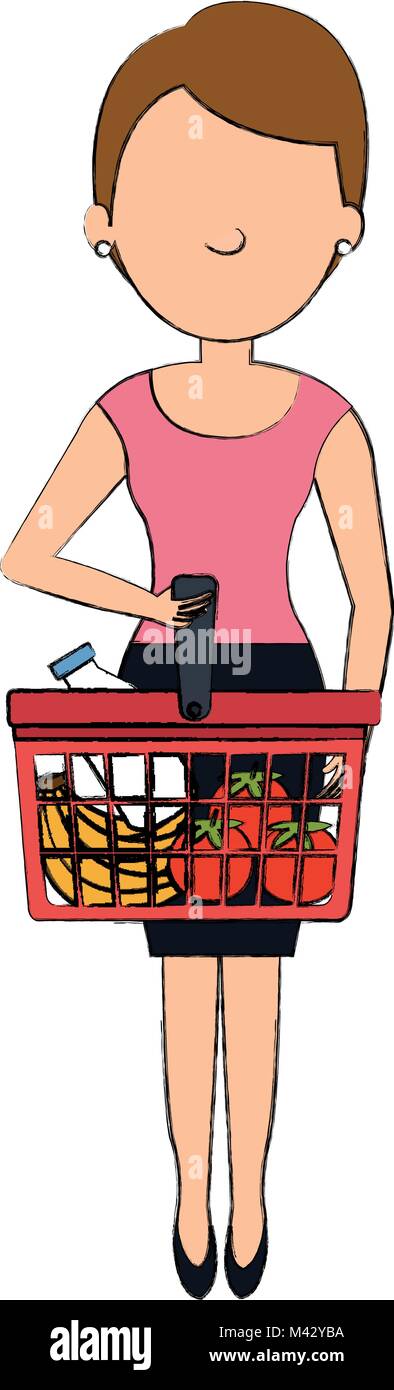 customer with shopping basket Stock Vector Image & Art - Alamy