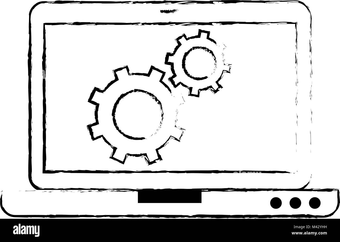 laptop computer with gears Stock Vector Image & Art - Alamy