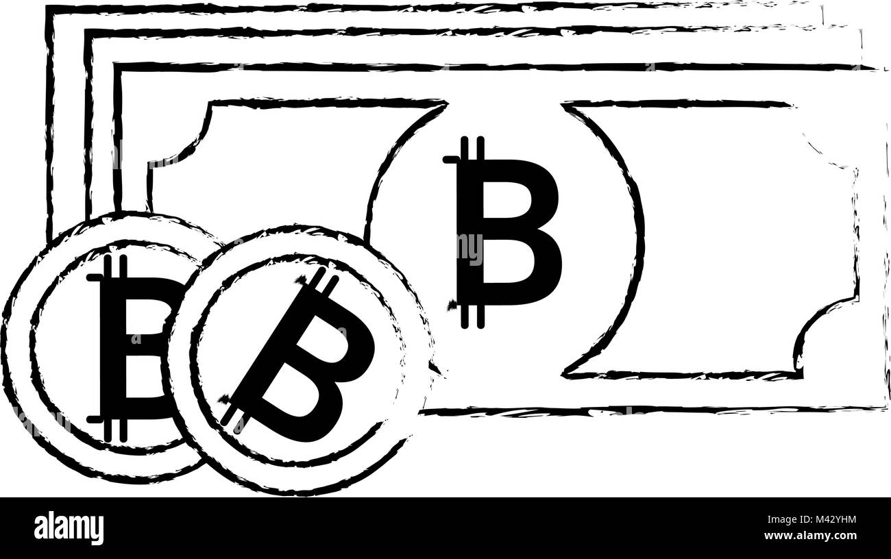 bill and bitcoins virtual money icon Stock Vector Image & Art - Alamy