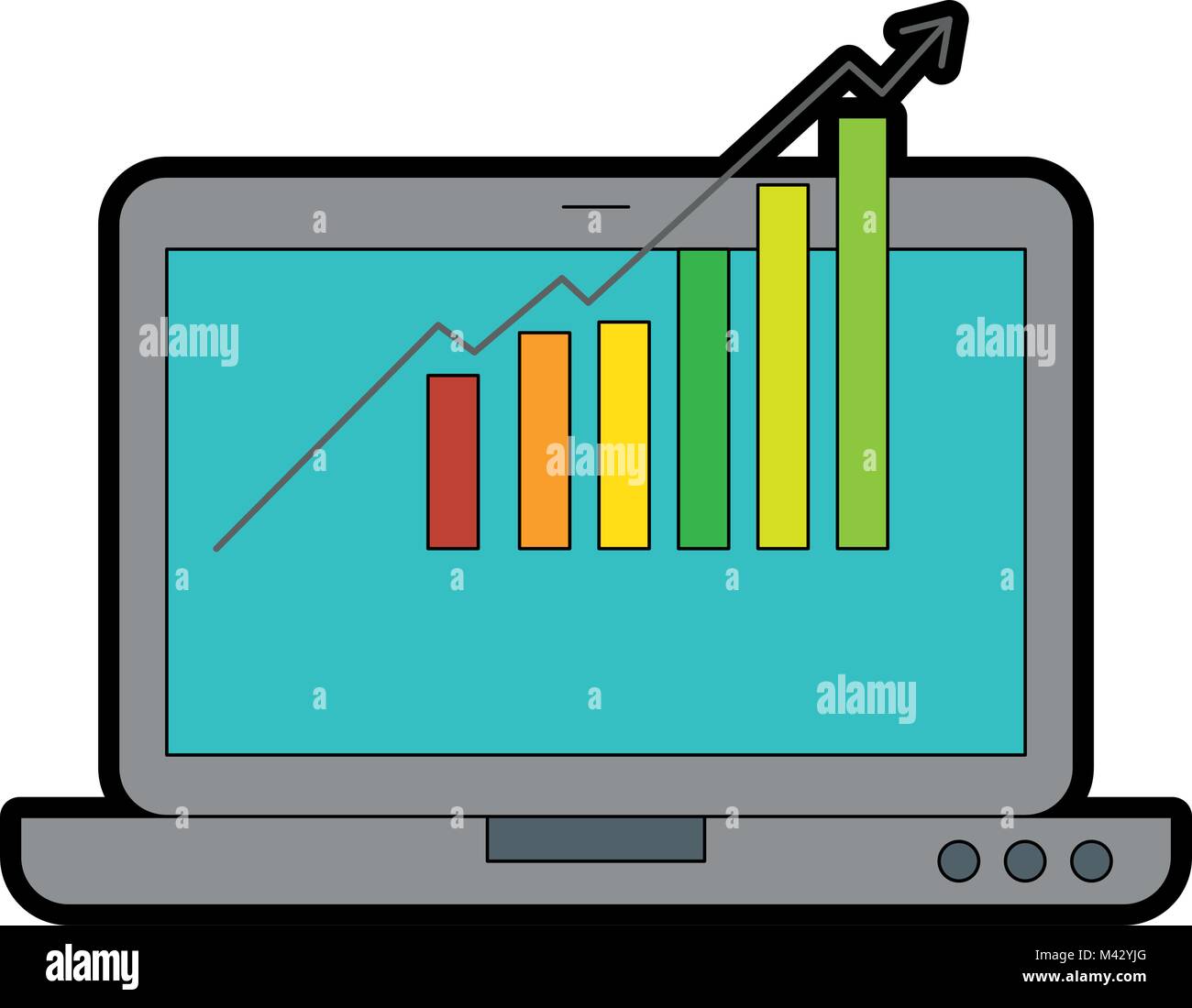 laptop computer with statistics bars Stock Vector Image & Art - Alamy