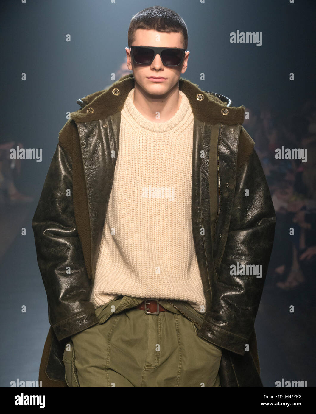 NEW YORK, NY - February 12, 2018: Ben Sherrell walks the runway at the ...