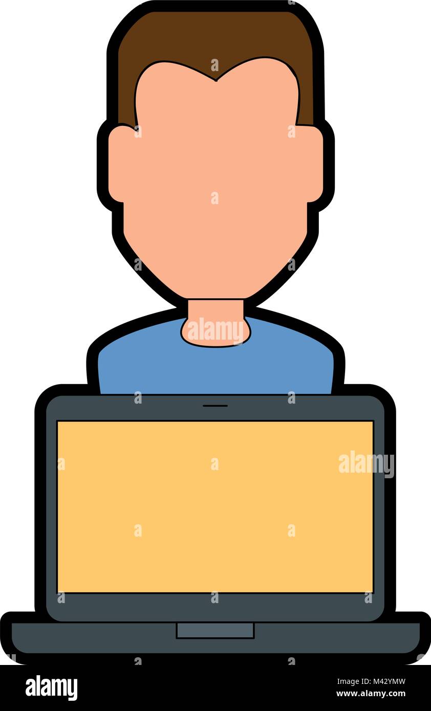 man with laptop computer Stock Vector Image & Art - Alamy
