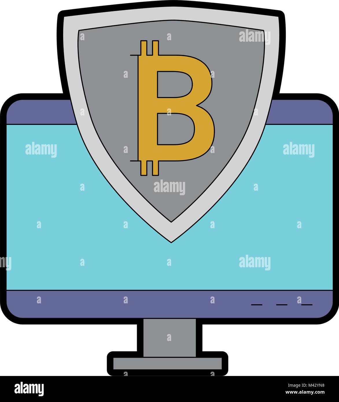monitor computer with bitcoin shield Stock Vector Image & Art - Alamy