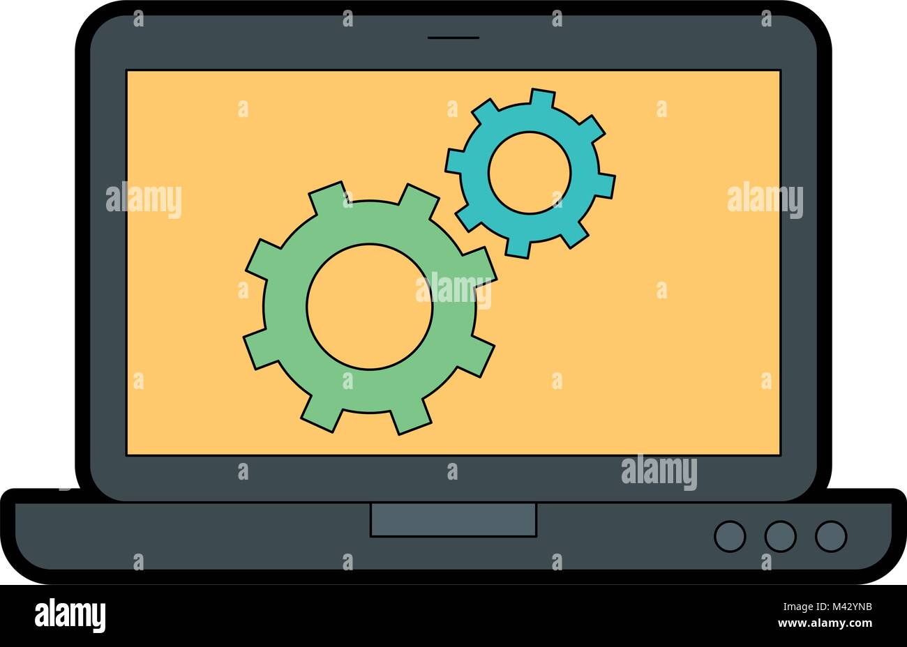 laptop computer with gears Stock Vector Image & Art - Alamy