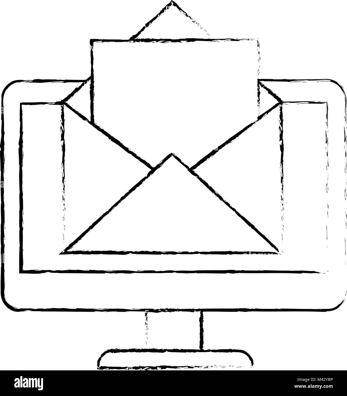 monitor computer with envelope Stock Vector Image & Art - Alamy