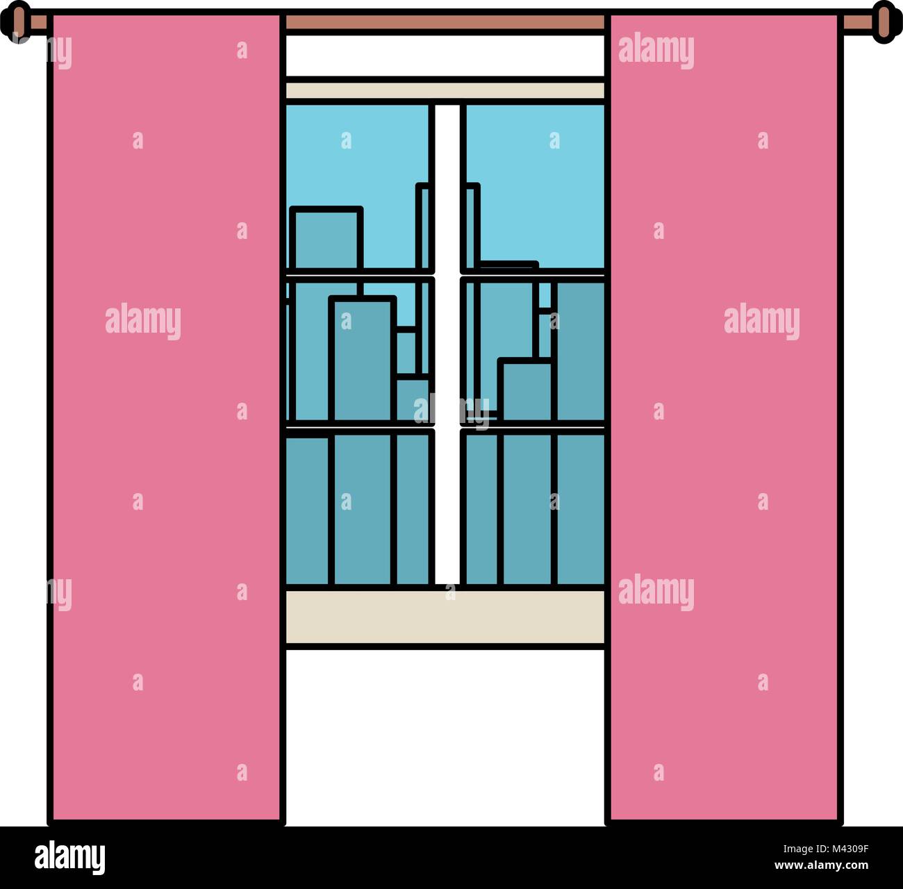window with courtain isolated icon Stock Vector Image & Art - Alamy