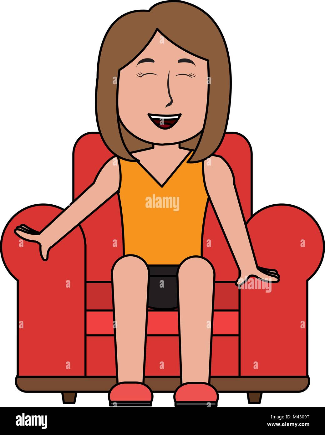 woman sitting on the couch Stock Vector Image & Art - Alamy