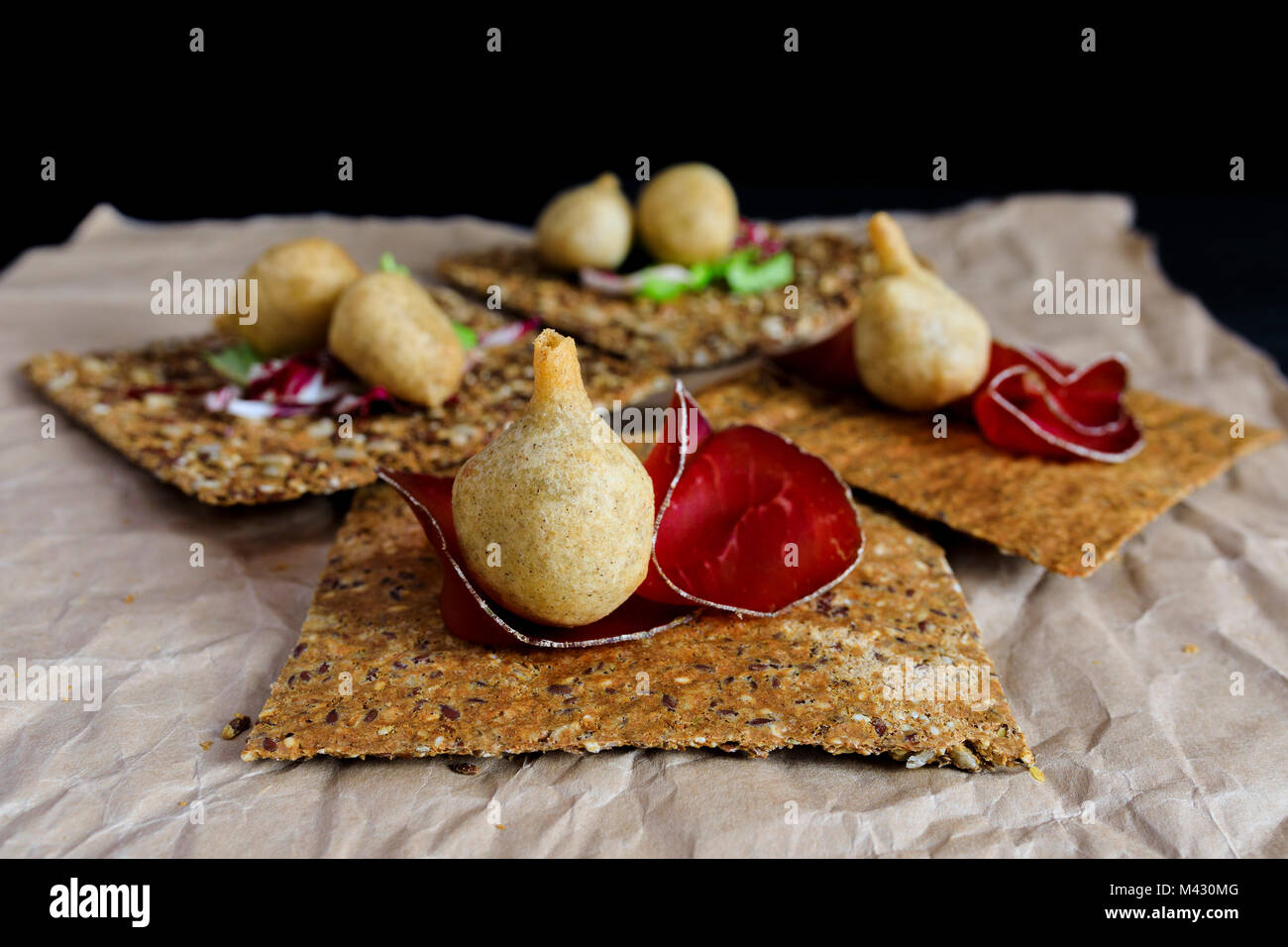 Valtellina typical dish and appetizer consisting in Sciatt with ...
