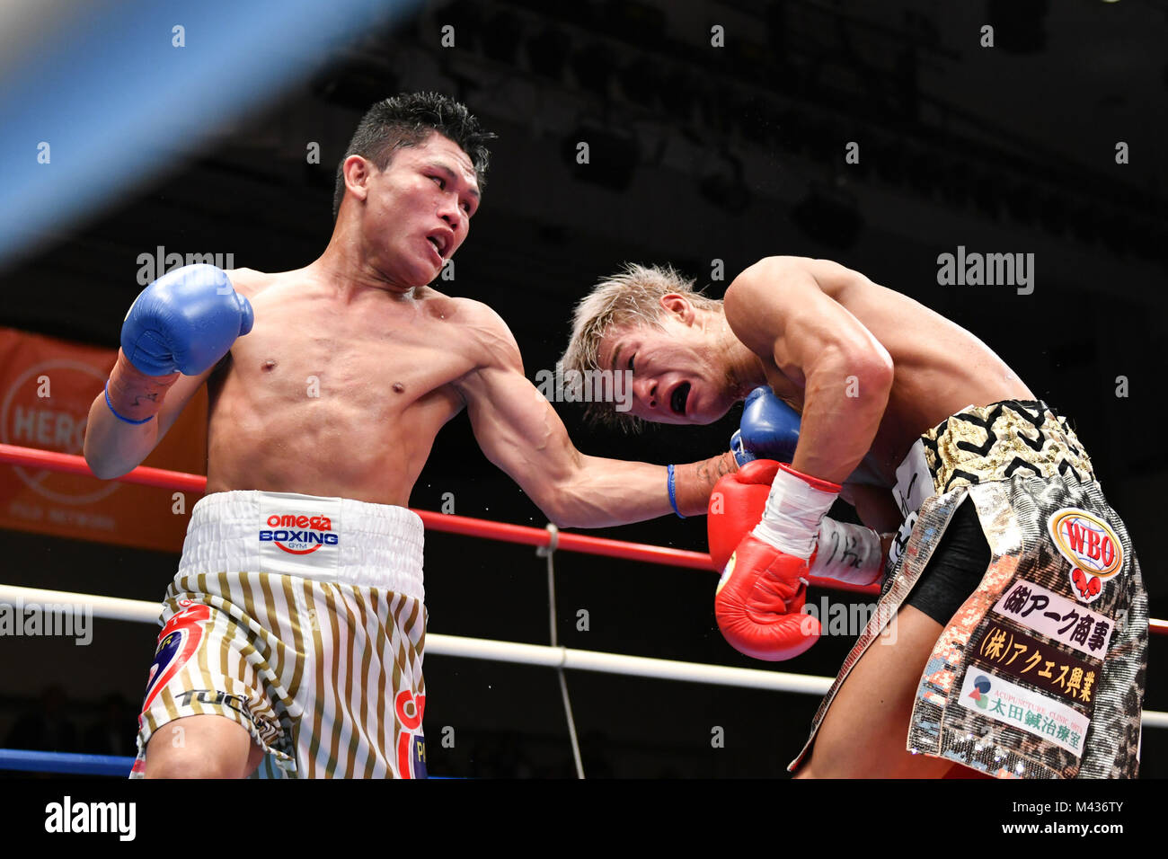 Tokyo, Japan. 8th Feb, 2018. (L-R) Jason Canoy (PHI), Hiroaki ...
