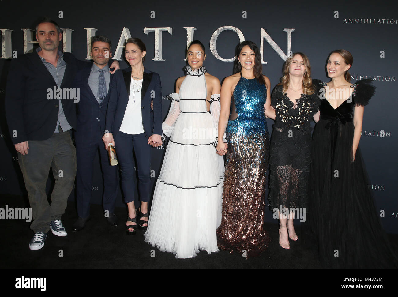 WESTWOOD, CA - FEBRUARY 13: Oscar Isaac, Tuva Novotny, Tessa Thompson ...