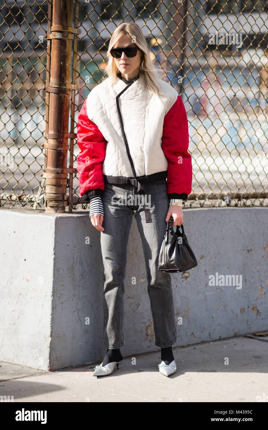 New York City, USA. 13th Feb, 2018. Bogger Linda Tol arriving for a ...