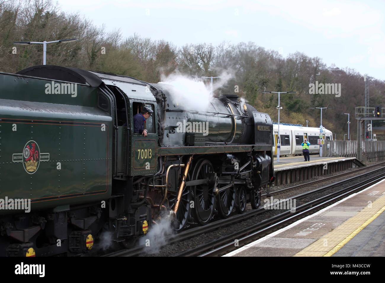 Orpington, UK. 14th February, 2018. Oliver Cromwell Steam Locomotive ...
