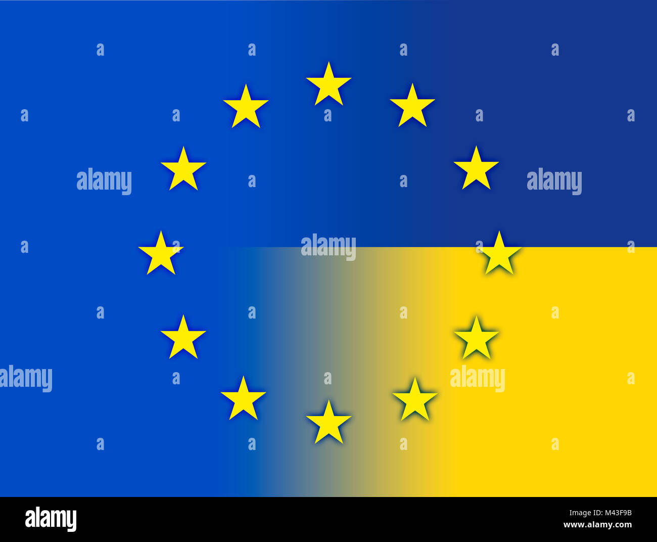 Ukraine and European Union flags Stock Photo - Alamy