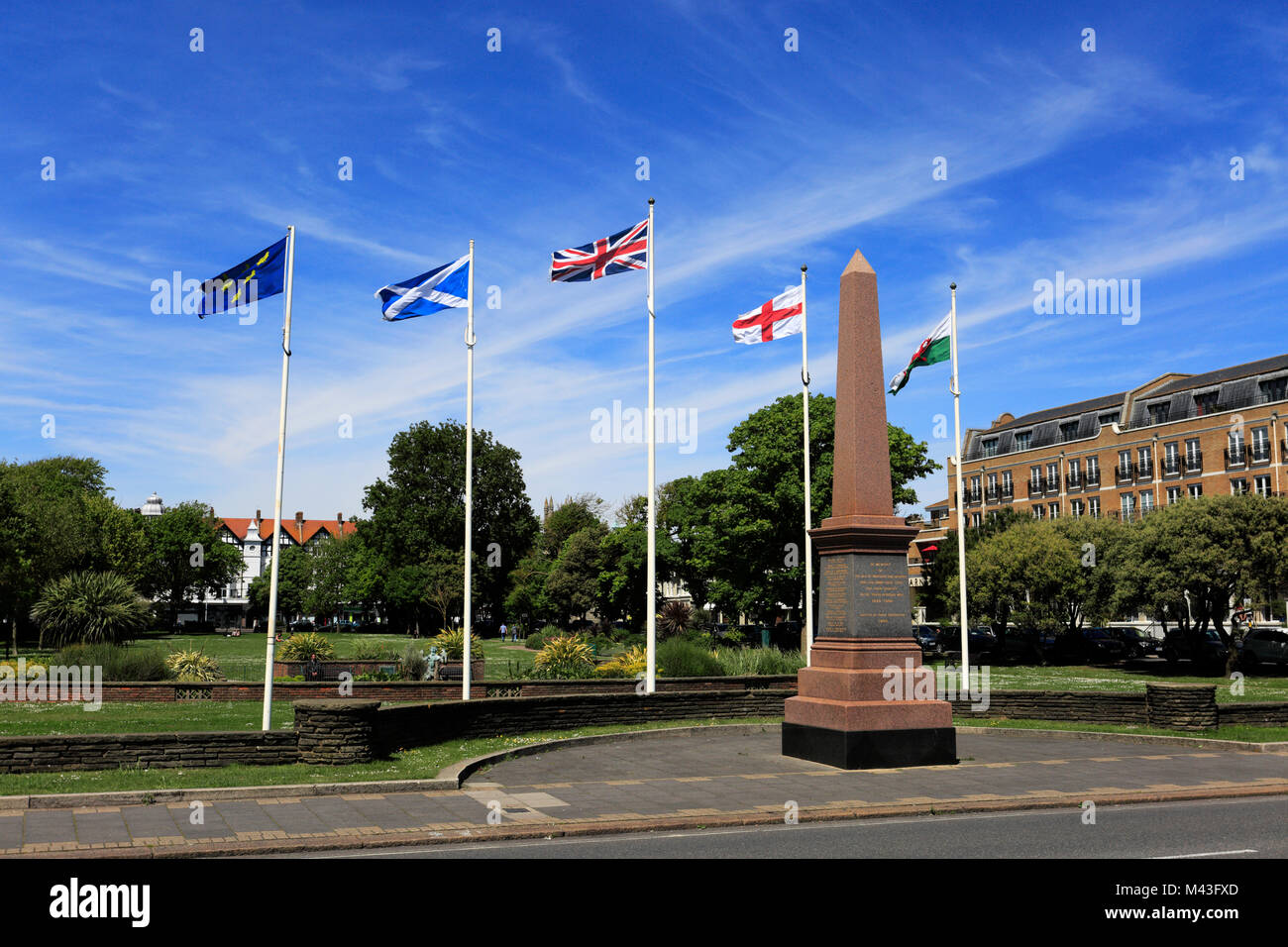 Summer, War memorial in Steyne Gardens, Worthing town promenade, West ...
