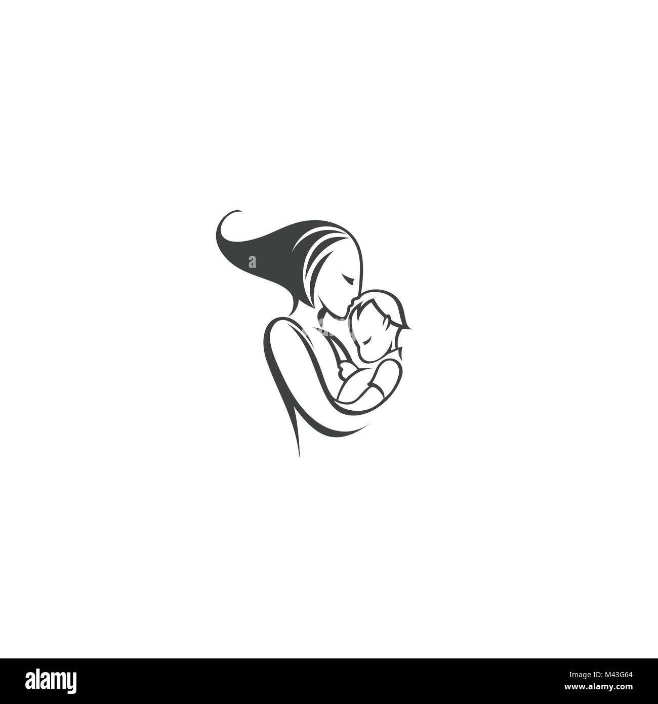 minimal logo of mother and child vector illustration Stock Vector Image ...