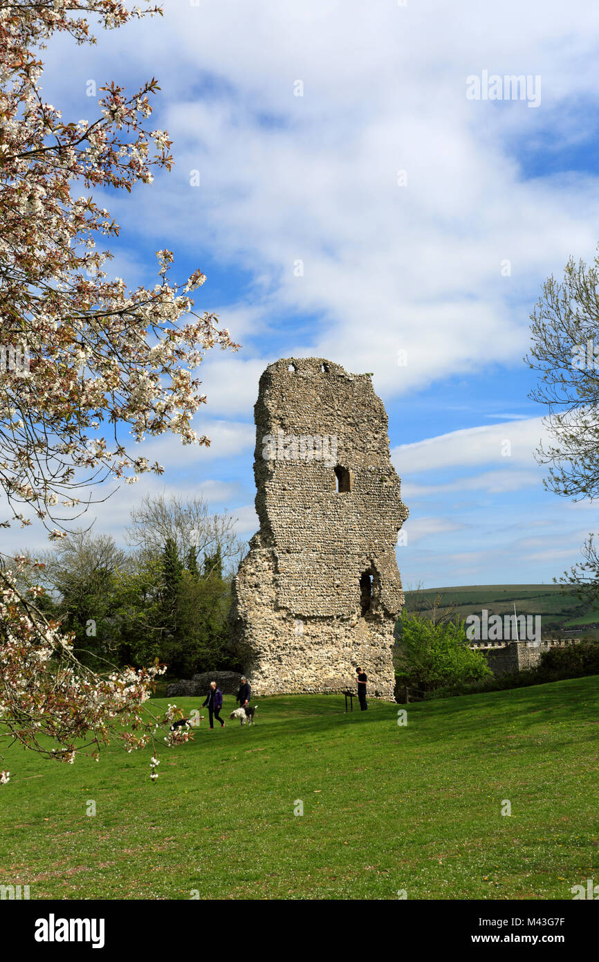 The ruins of Bramber Castle, village of Bramber, South Downs National ...
