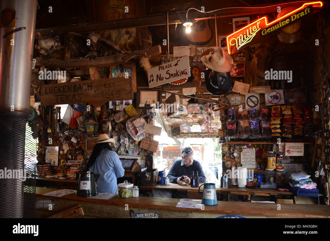 the bar interior luckenbach texas USA Stock Photo - Alamy