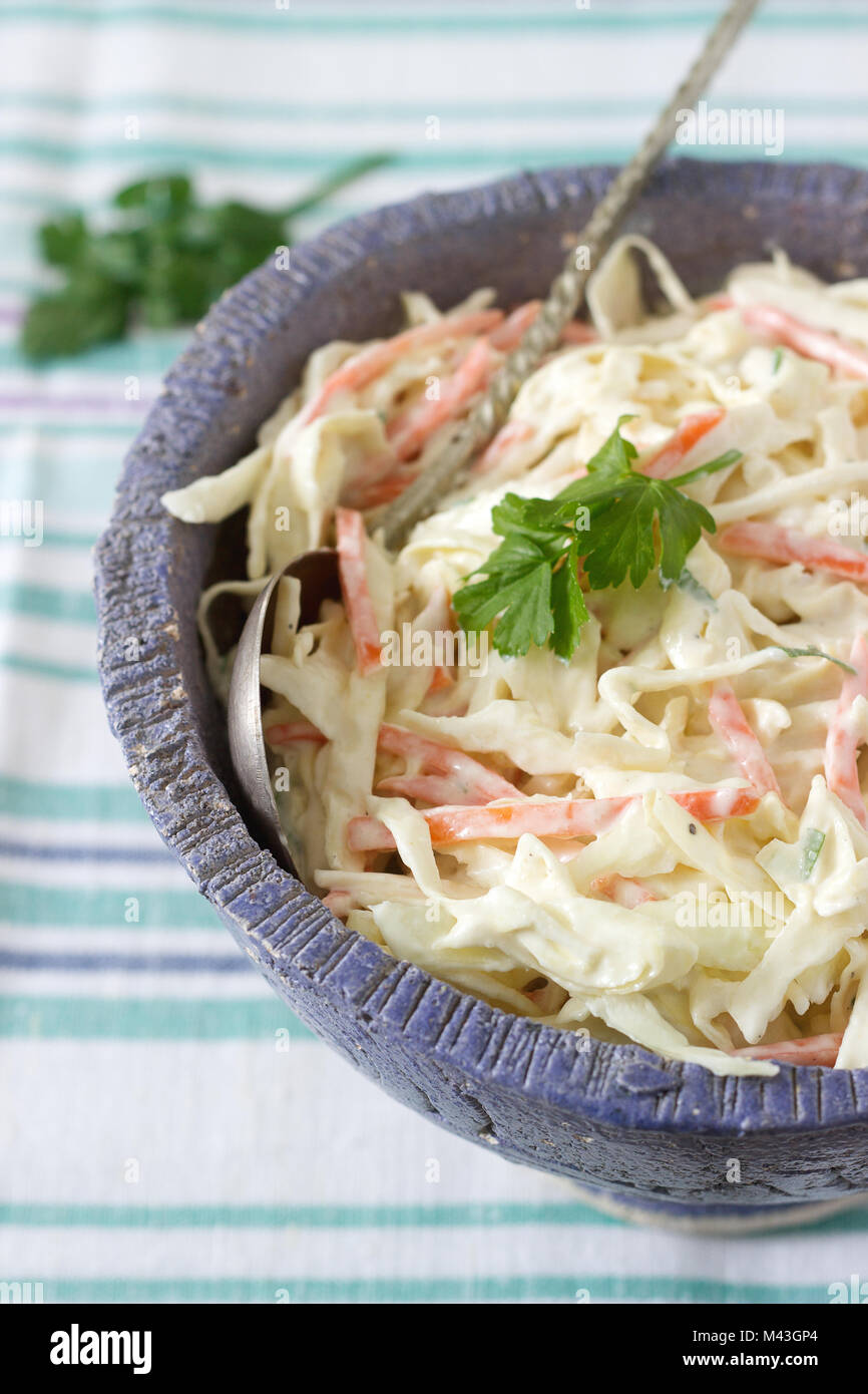 Coleslaw Salad from cabbage and carrots with dressing mayonnaise ...