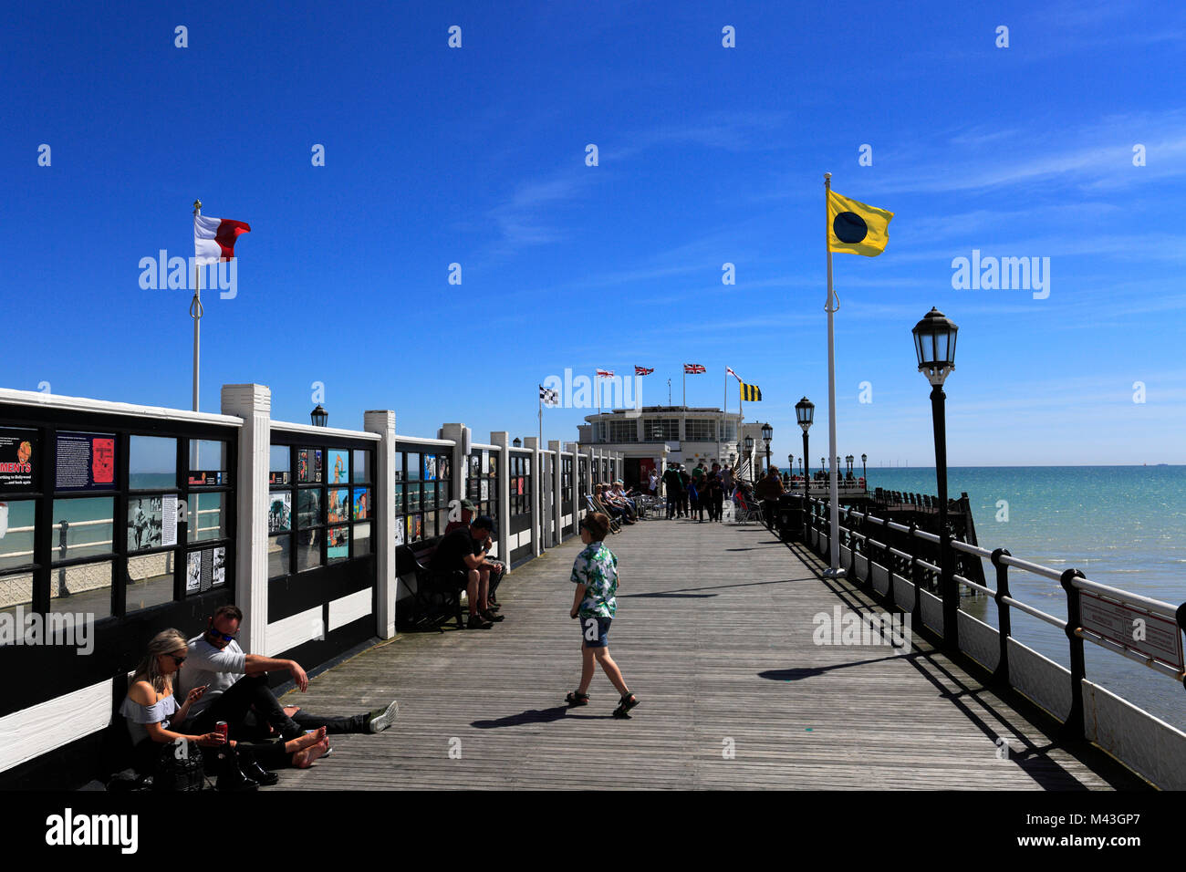Summer view over the Victorian Pier, Worthing town, West Sussex ...