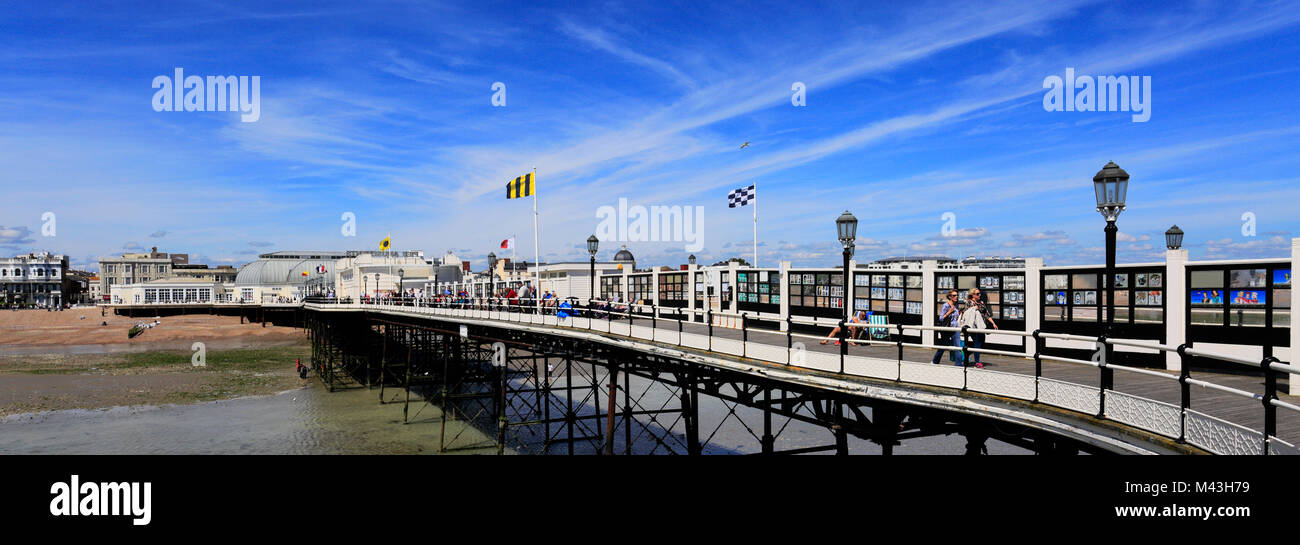 Summer view over the Victorian Pier, Worthing town, West Sussex ...