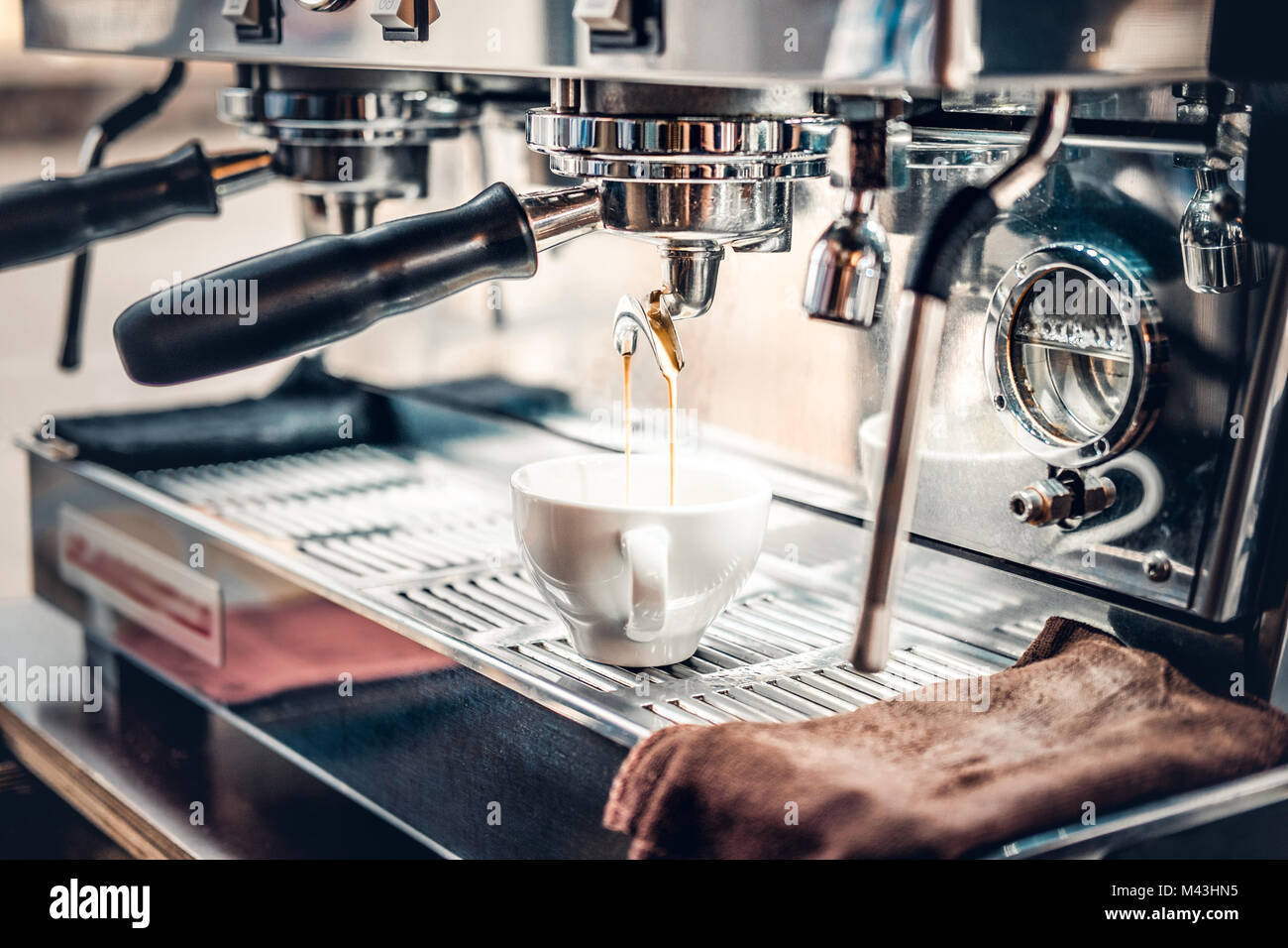 Close up image of coffee machine Stock Photo - Alamy
