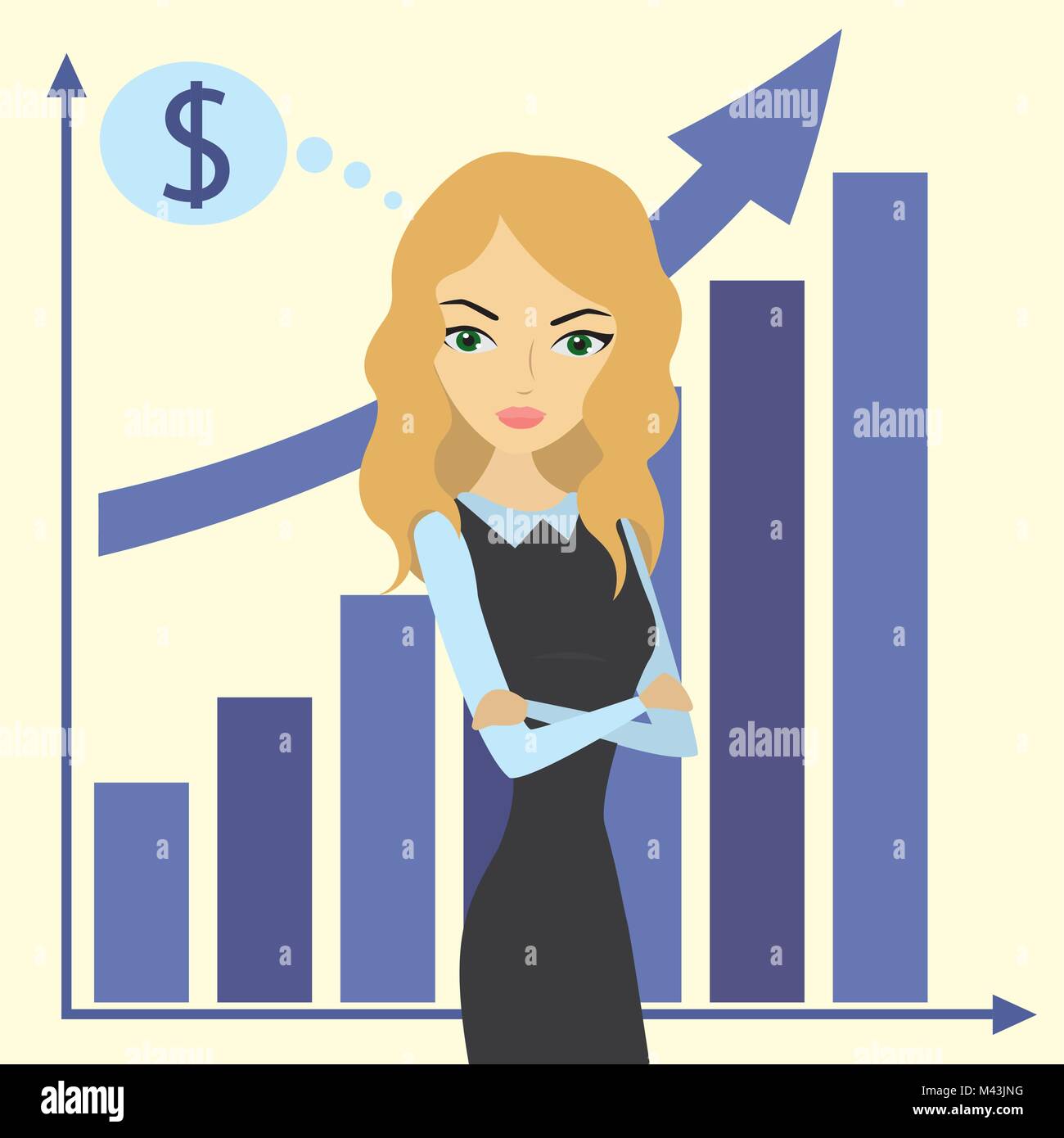 Business woman and growth chart,vector illustration Stock Vector Image ...