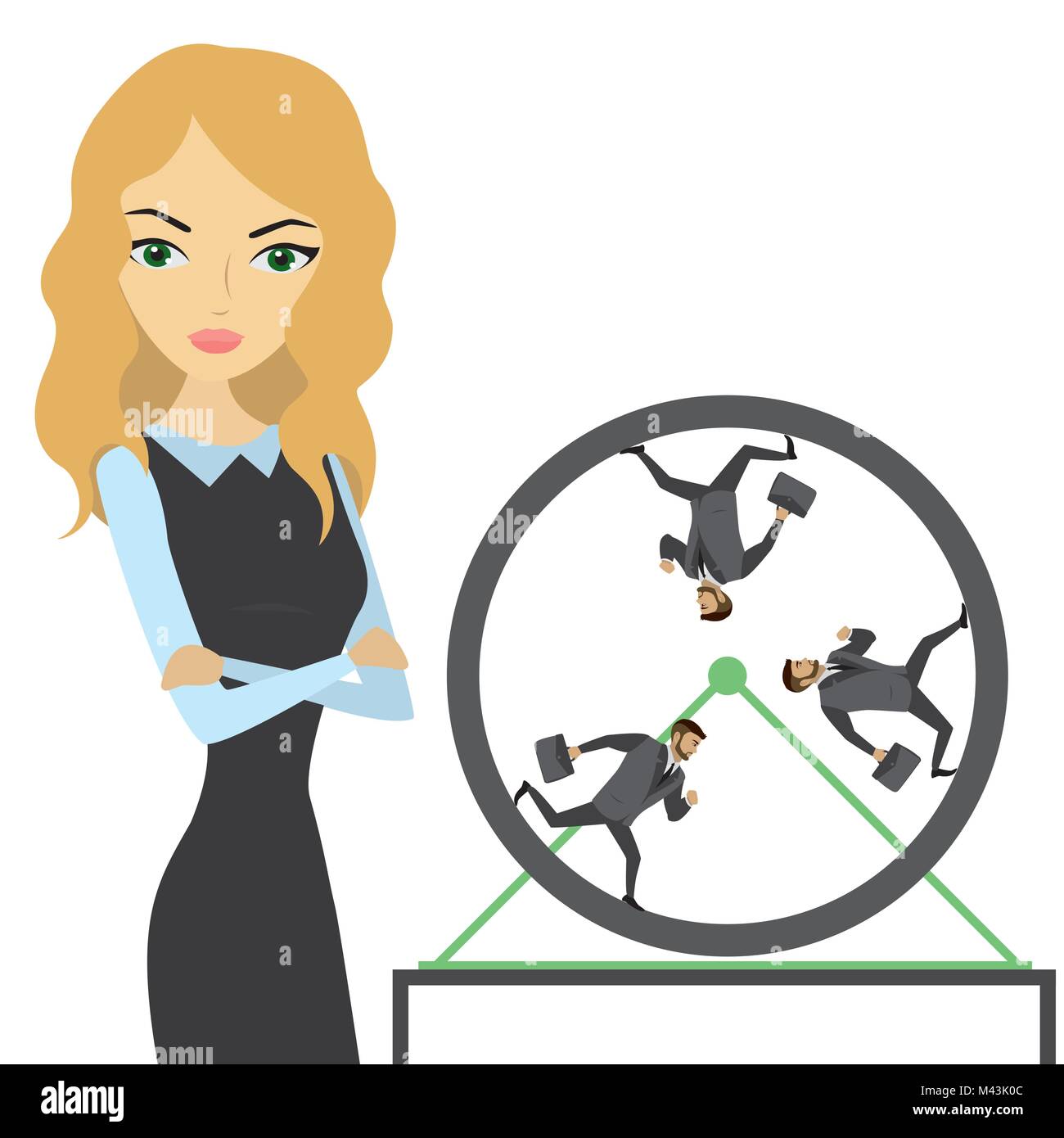 Business woman and business people running in a wheel Stock Vector ...