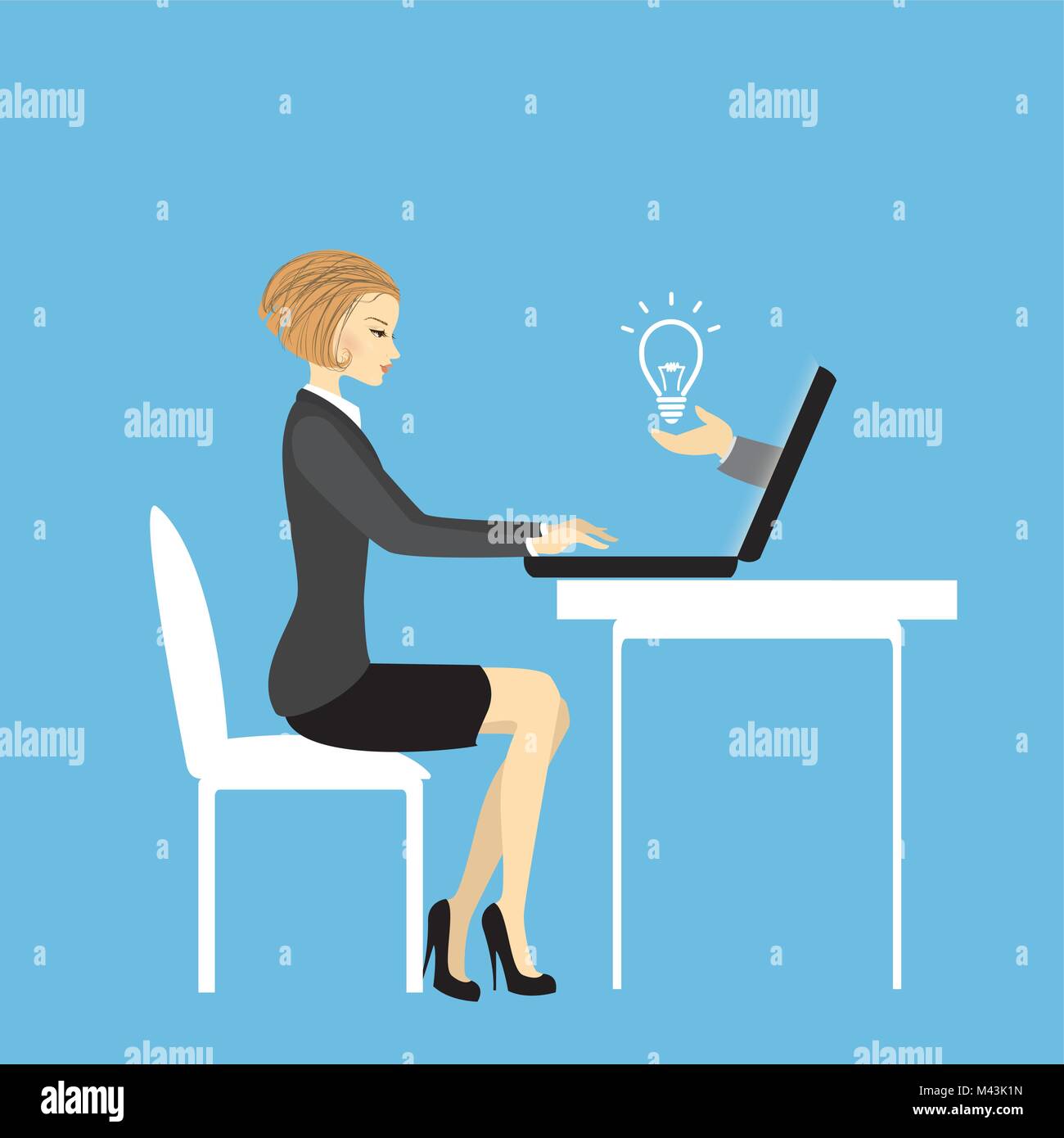 Businessman freelancer working on computer Stock Vector Images - Alamy