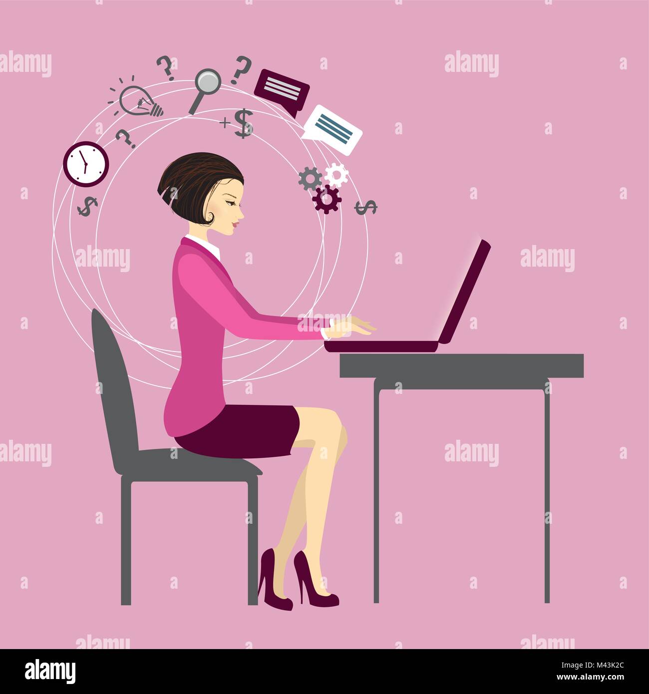 Business worker computer Stock Vector Images - Alamy