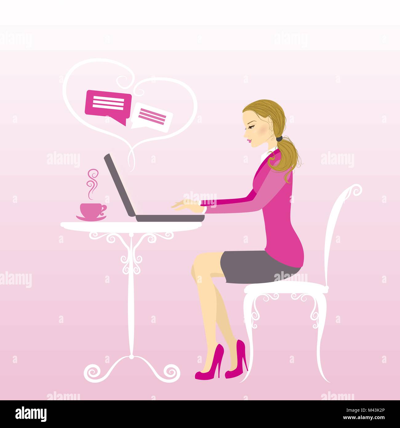 Office worker or business woman.Communication via computer Stock Vector ...