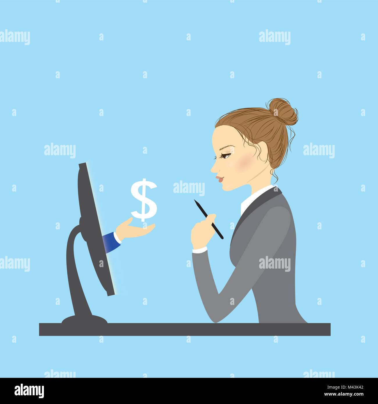 Cartoon sitting woman idea hi-res stock photography and images - Alamy