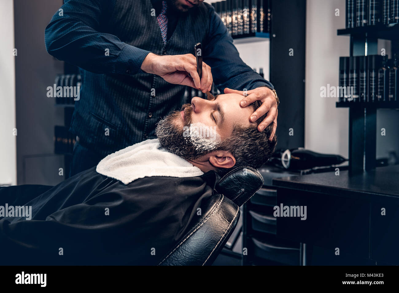 Retro shaving foam in barber hi-res stock photography and images - Alamy