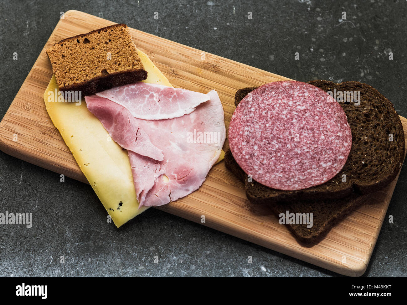 breakfast or lunch table setting with sandwich ham and cheese Stock ...