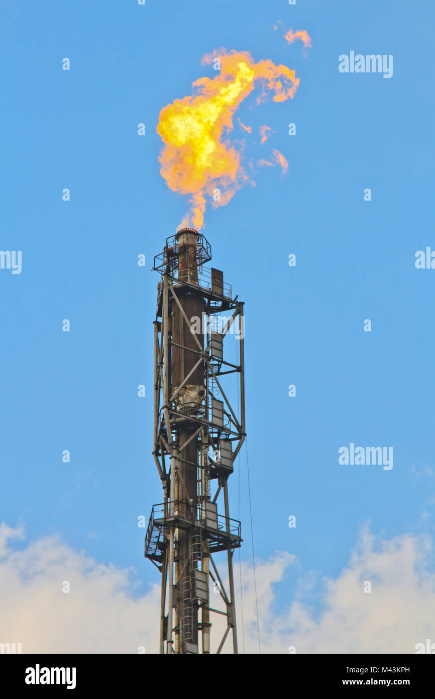 refinery fire gas torch Stock Photo - Alamy
