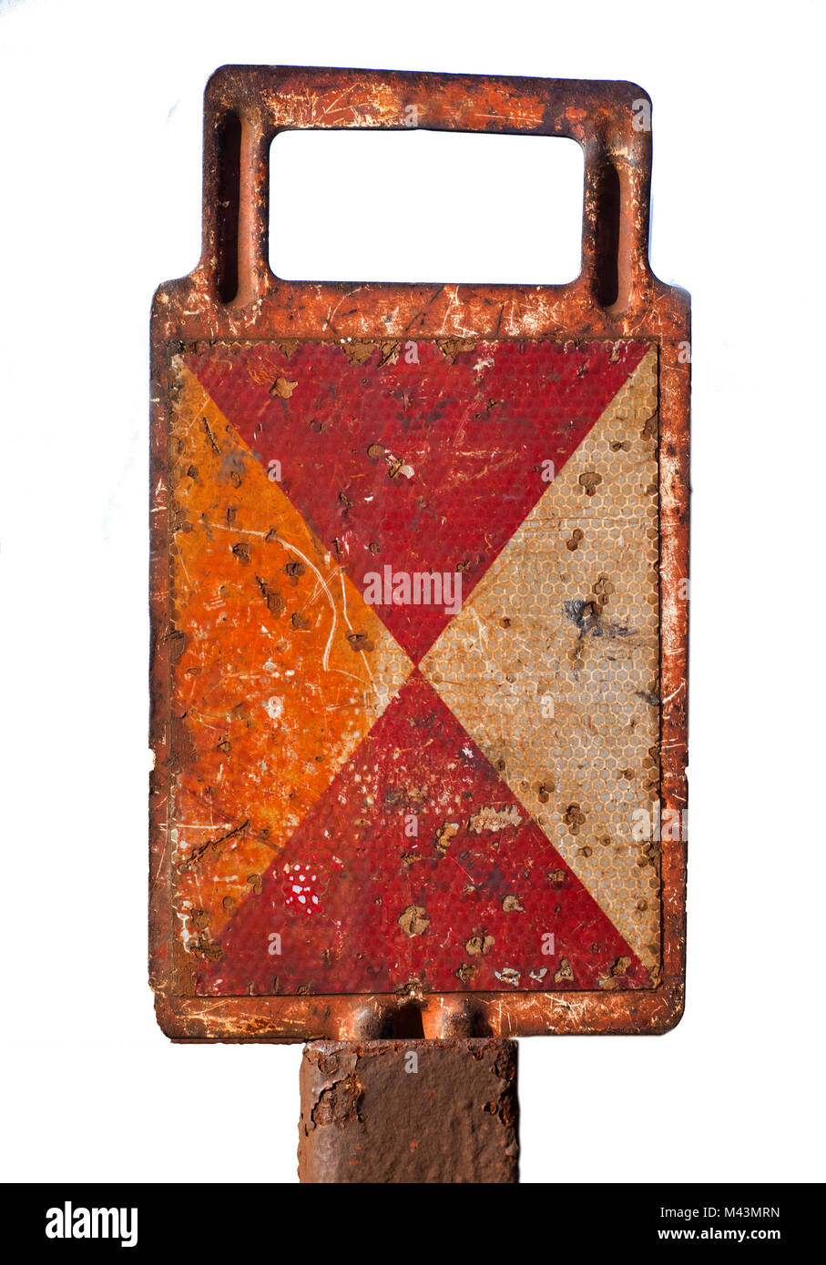 old railway sign on white background Stock Photo - Alamy
