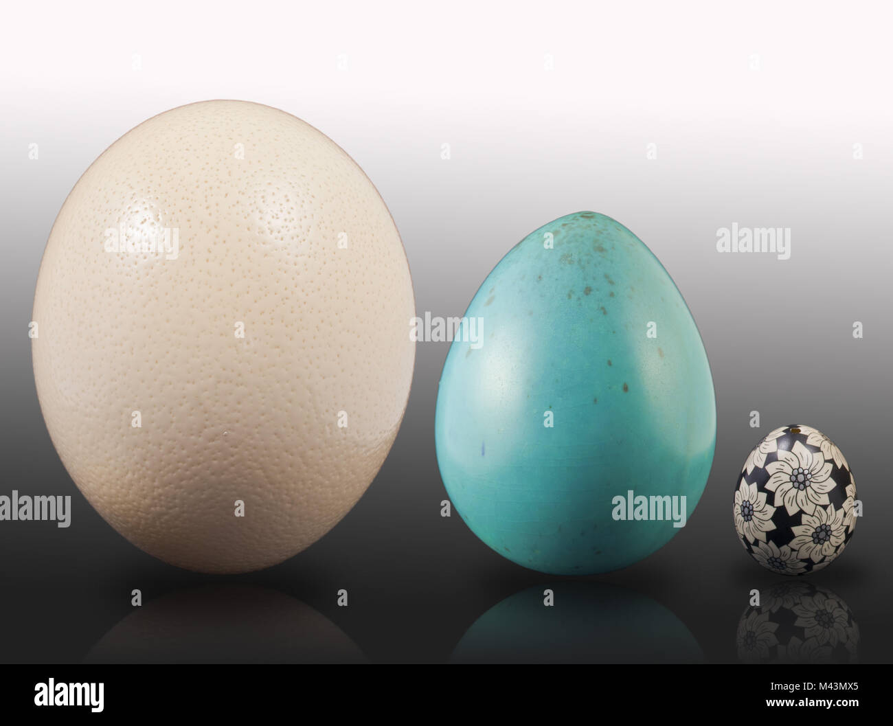 three easter eggs from large to small Stock Photo - Alamy